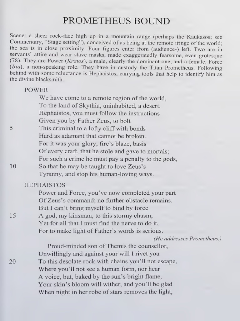 Aeschylus - Prometheus Bound Text (Podlecki ENG) | PDF | Prometheus | Zeus
