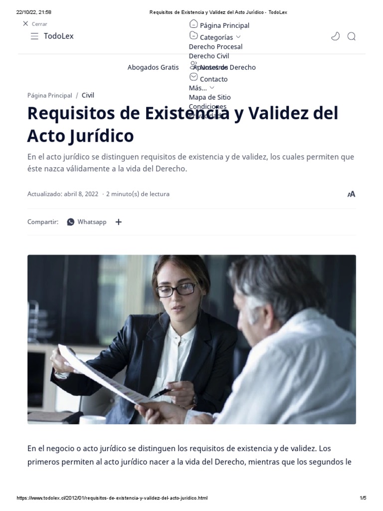 Requisitos de Existencia y Validez Del Acto Jurídico - TodoLex | PDF | Ley procesal | Justicia