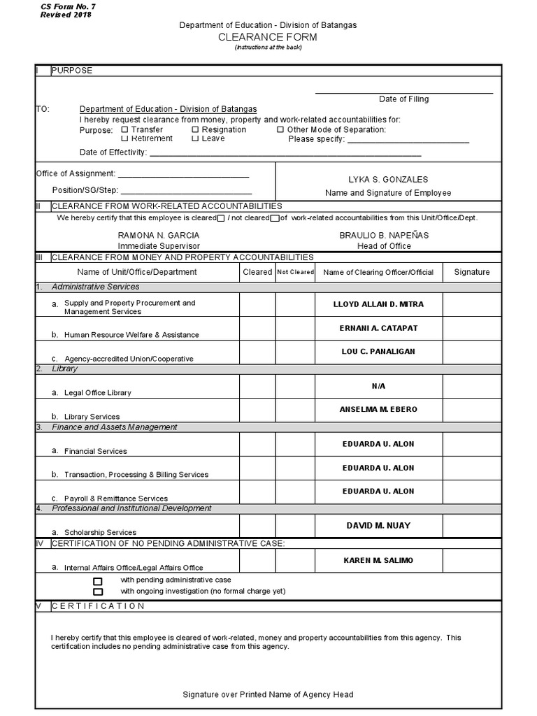 CSC Form No. 7 Clearance Instructions | PDF | Business | Economies