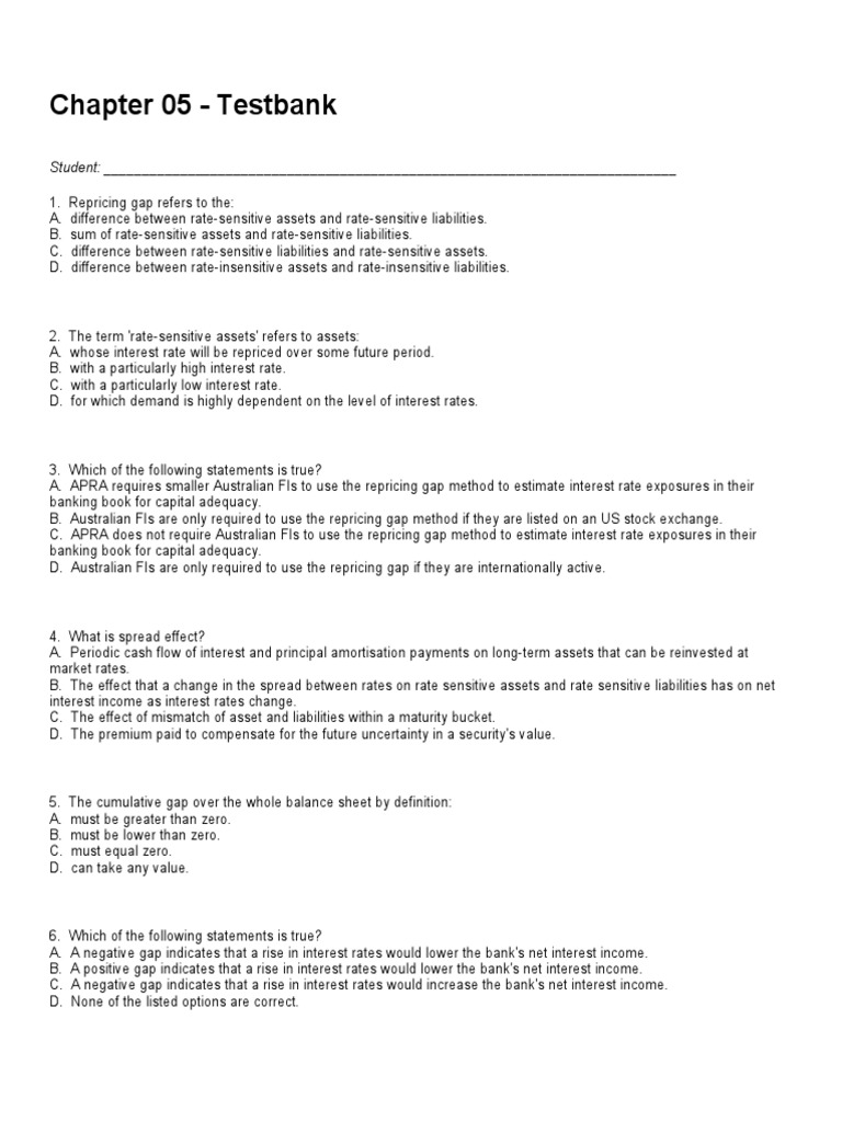 Analysis of Interest Rate Risk Through Repricing Gap Model | PDF ...