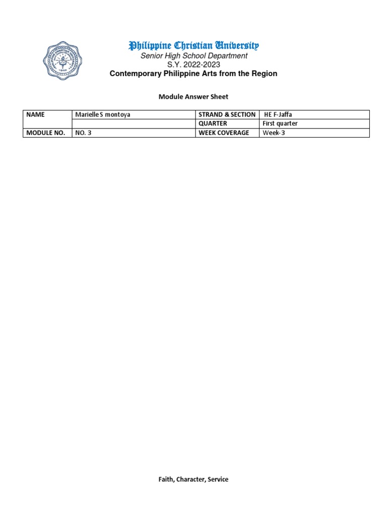 CPAR Module Answersheet | PDF