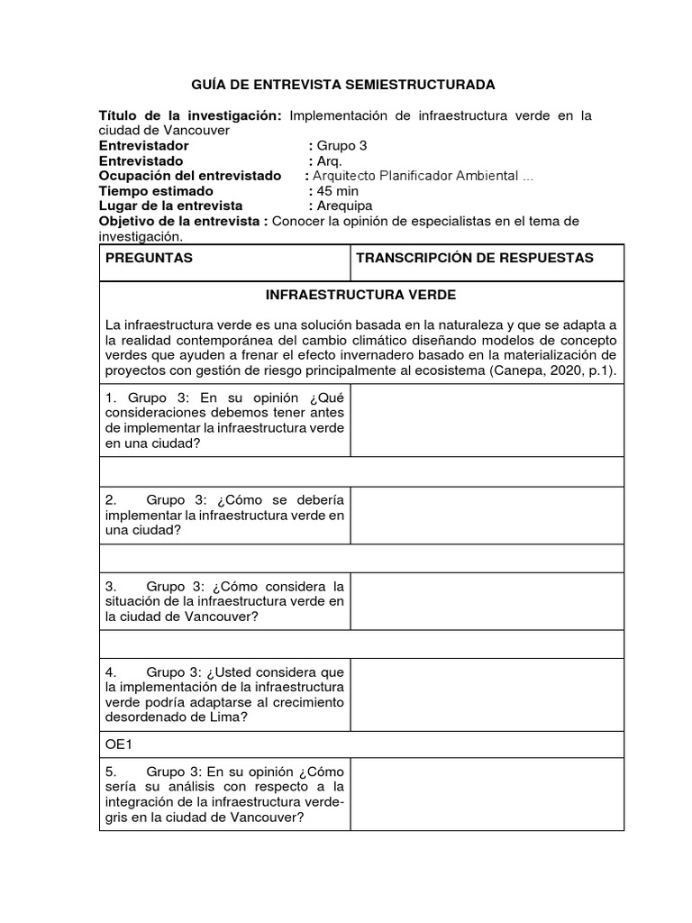 Guía de Entrevista Semiestructurada | PDF