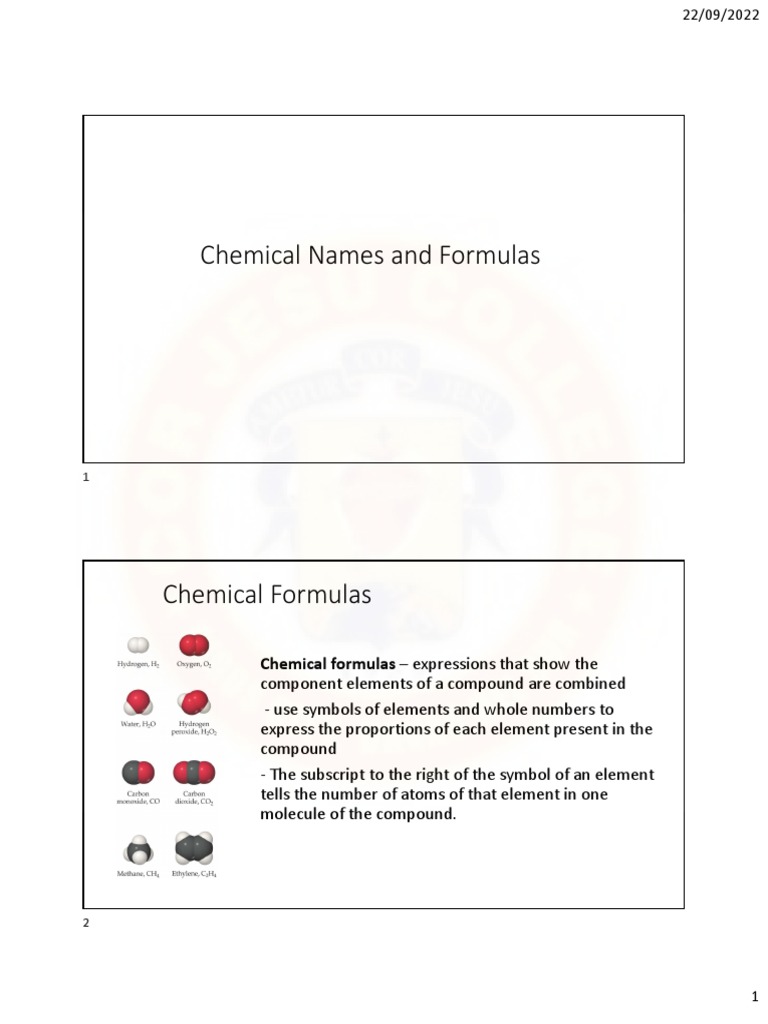 Chemical Formulas & Naming Guide | PDF | Ion | Chemical Compounds