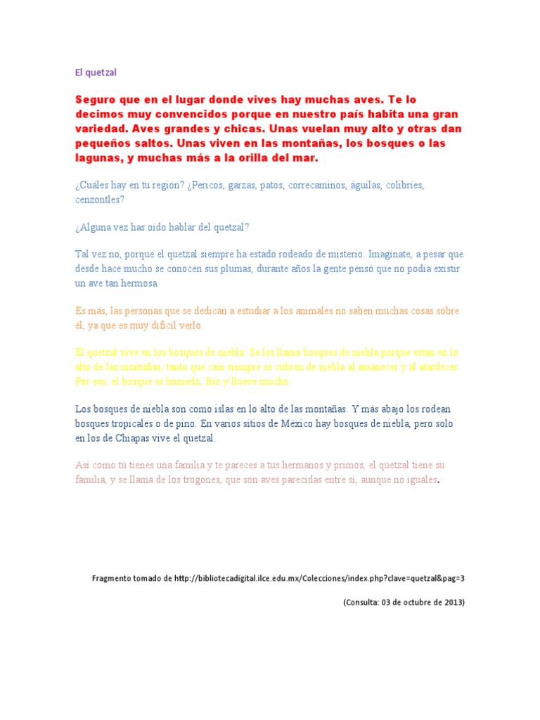 Características y hábitat del quetzal | PDF