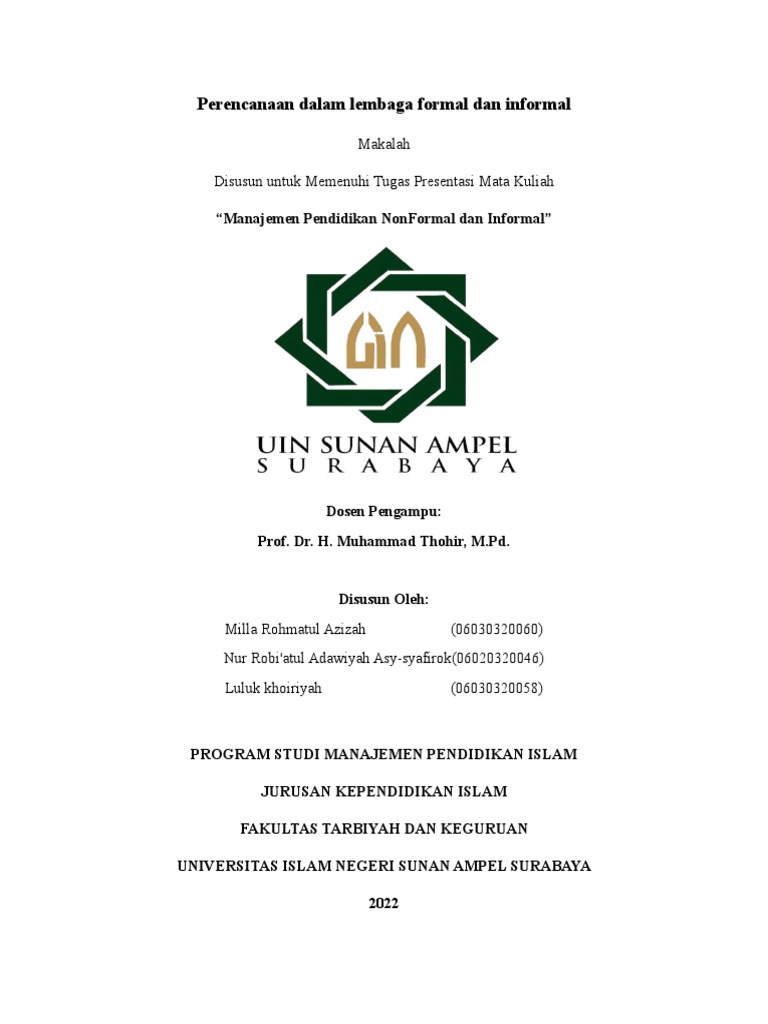 Perencanaan Pendidikan Nonformal | PDF