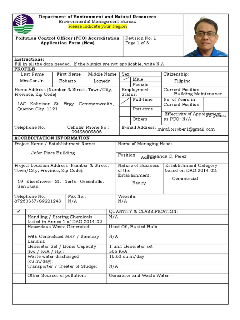 4.PCO Accreditation Application Form | PDF | Notary Public | Pollution