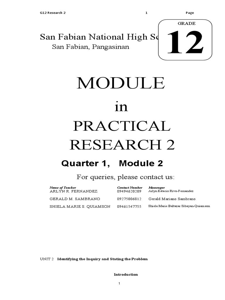 Quarter 1 Module 2 Practical Research 2 2 | PDF | Theory | Experience