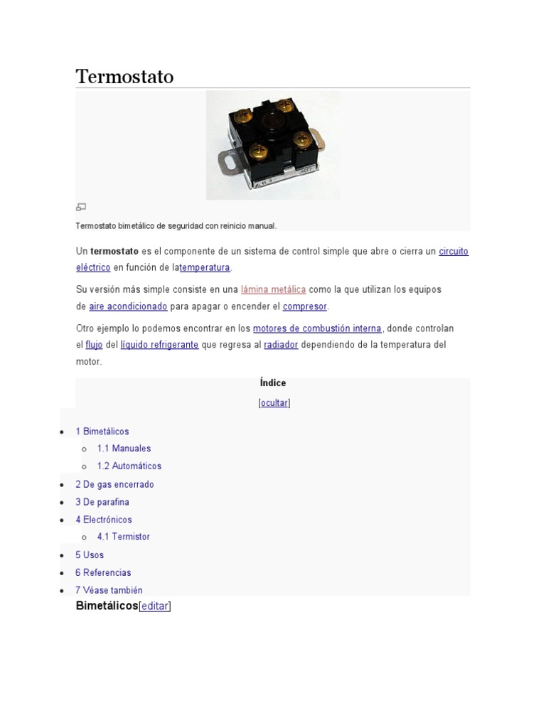 Termostato | PDF | Termostato | Cantidades fisicas