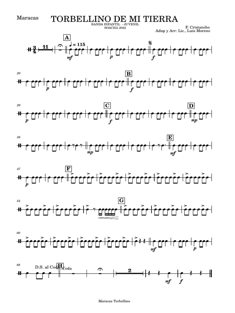 TORBELLINO DE MI TIERRA - BANDA SOACHA 2022-Maracas | PDF
