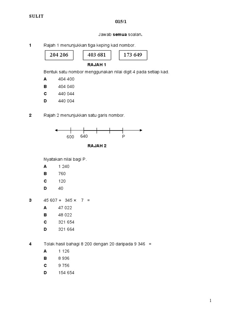 Kertas 1 Matematik Ar2 Pra 2 | PDF