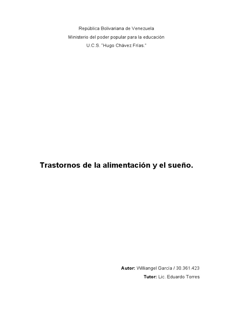Trastornos Alimenticios y del Sueño | PDF | Desorden alimenticio ...