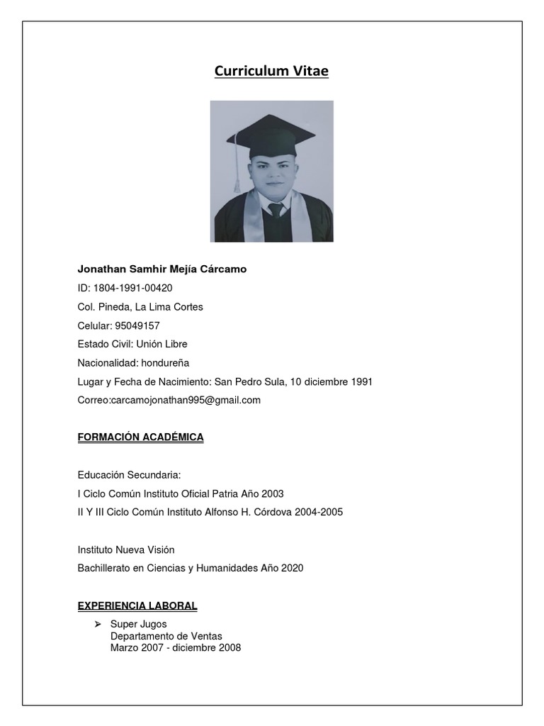 CURRICULUM VITAE, Jonathan PDF | PDF