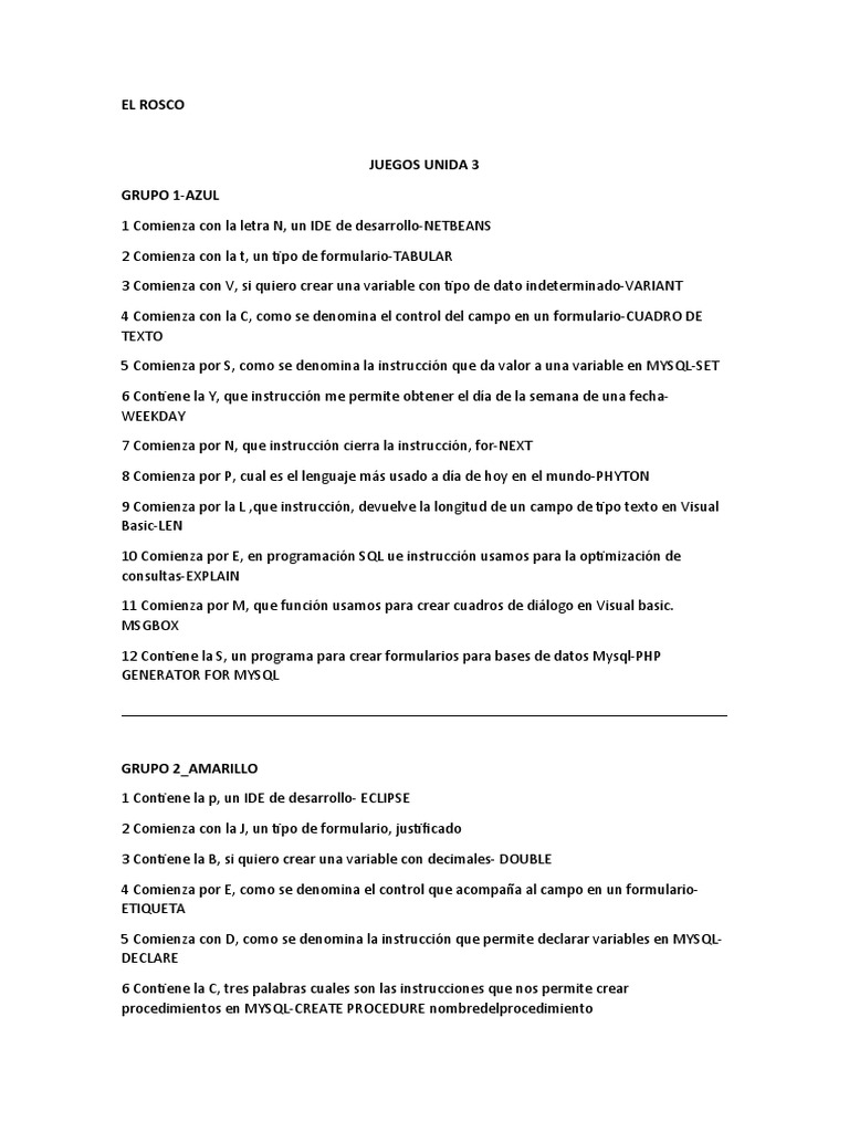 El Rosco - Unidad 3 | PDF