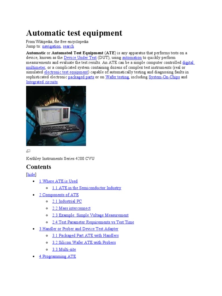 Automatic Test Equipment | PDF | Computer Engineering | Electronic ...