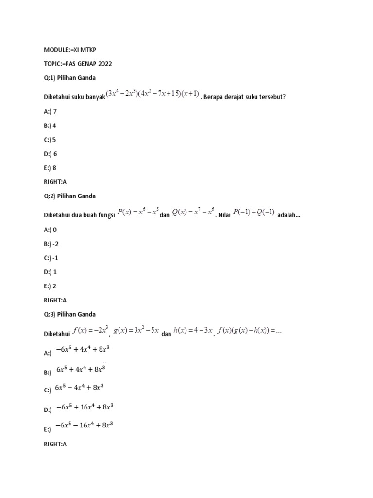 Soal MTKP KelasX | PDF