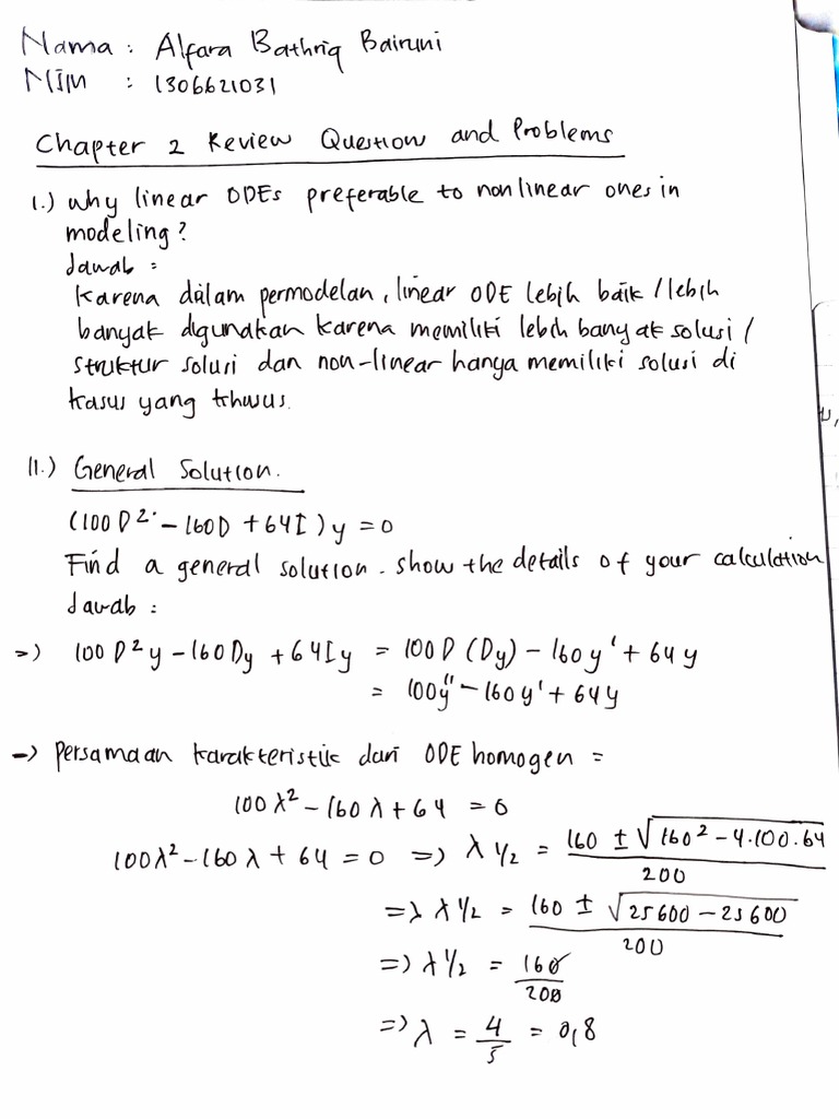 Alfara Bathriq Bairuni - Chapter 2 Second-Order Linear ODEs | PDF Alfara Bathriq Bairuni - Chapter 2 Second-Order Linear ODEs | PDF