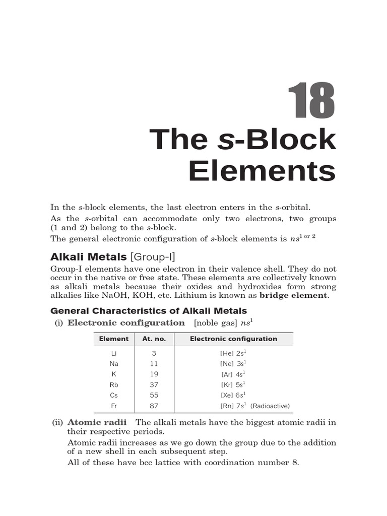The S-Block Elements | PDF | Hydroxide | Sodium Hydroxide