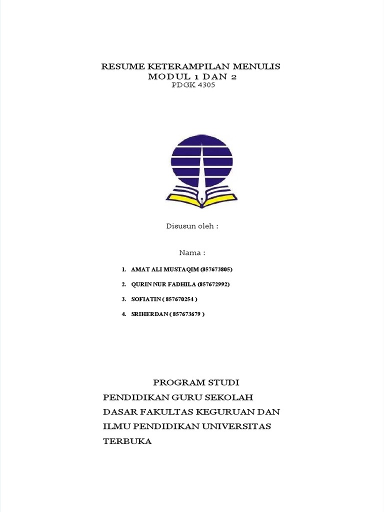 Resume Modul Keterampilan Menulis Modul 1 Dan 2 | PDF