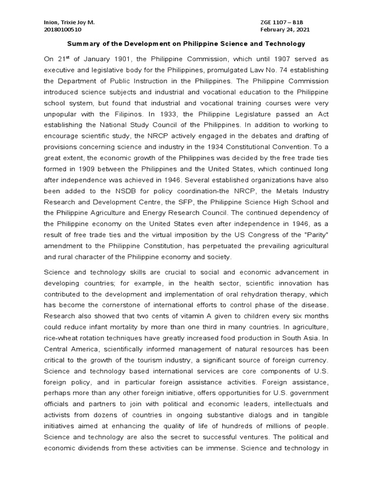 Philippine Science and Technology Development Over the Years | PDF ...