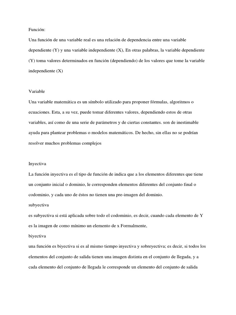 Función | PDF | Función (Matemáticas) | Matemáticas