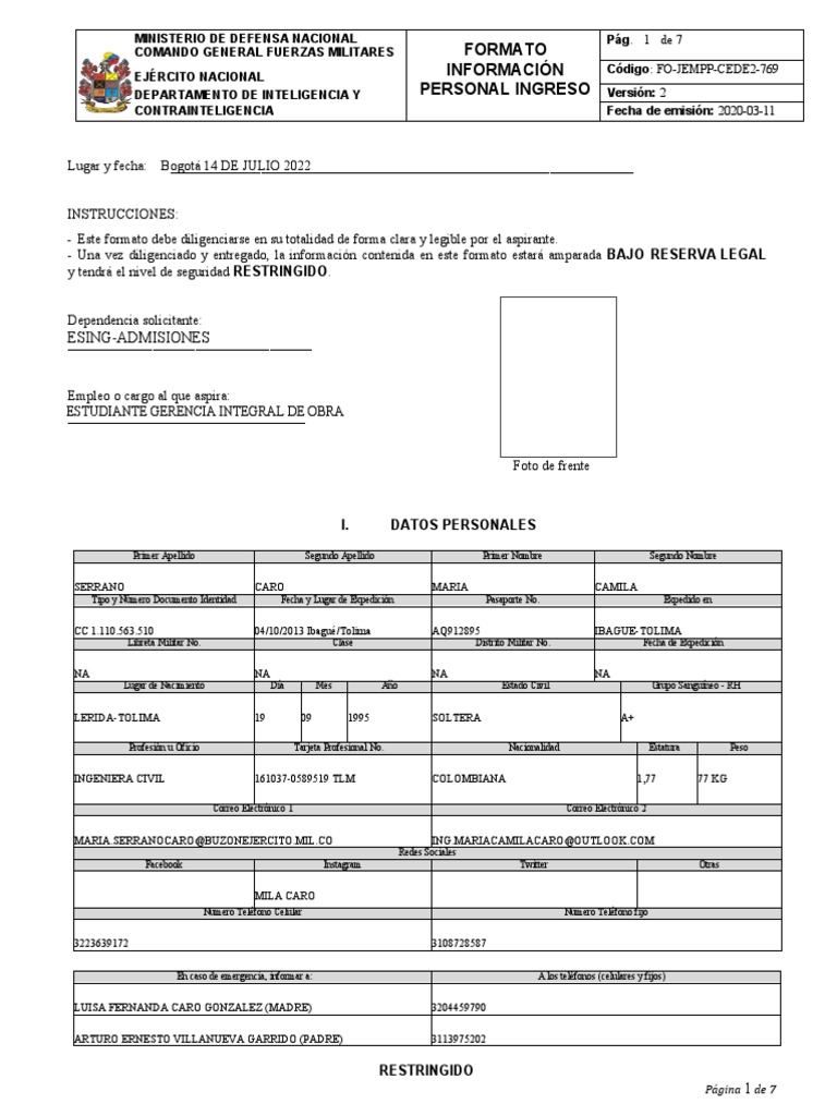 Formato Esp Ingreso Version-2 | PDF | Business