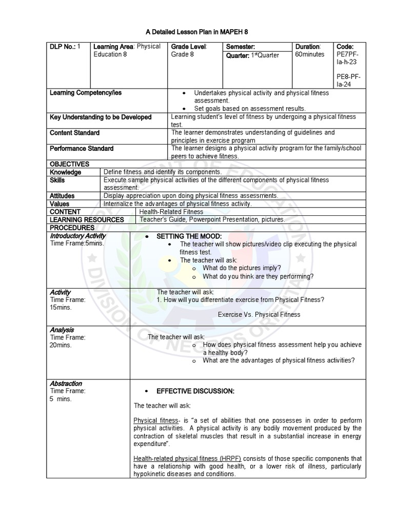 Pe8 Q1 DLP1 | PDF