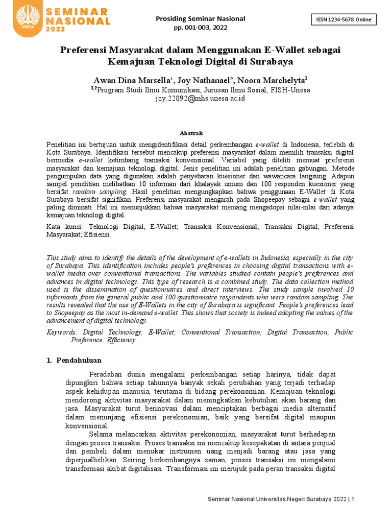 Template Paper Seminar Nasional 2022 (Progress) | PDF