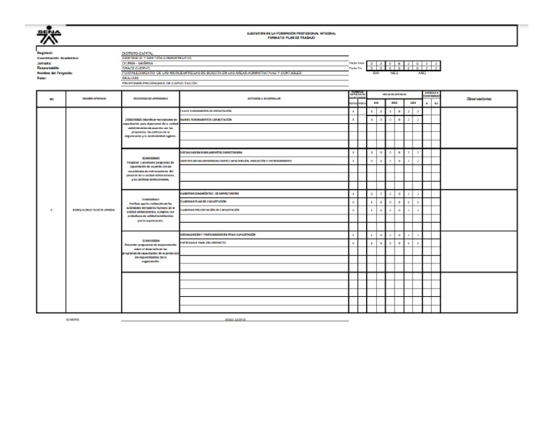 Plan de Trabajo Proponer Programas - Bonilla Cruz Yulieth Vanesa | PDF