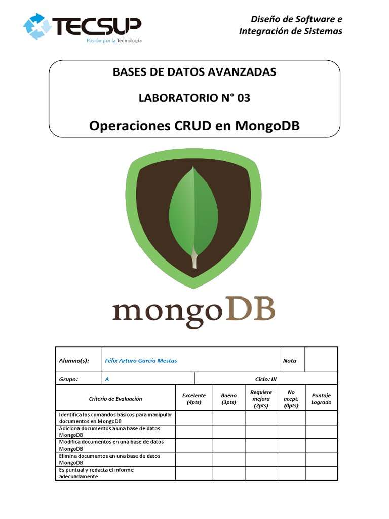 Operaciones CRUD Lab - 03 | PDF | Mongo Db | Microprocesador