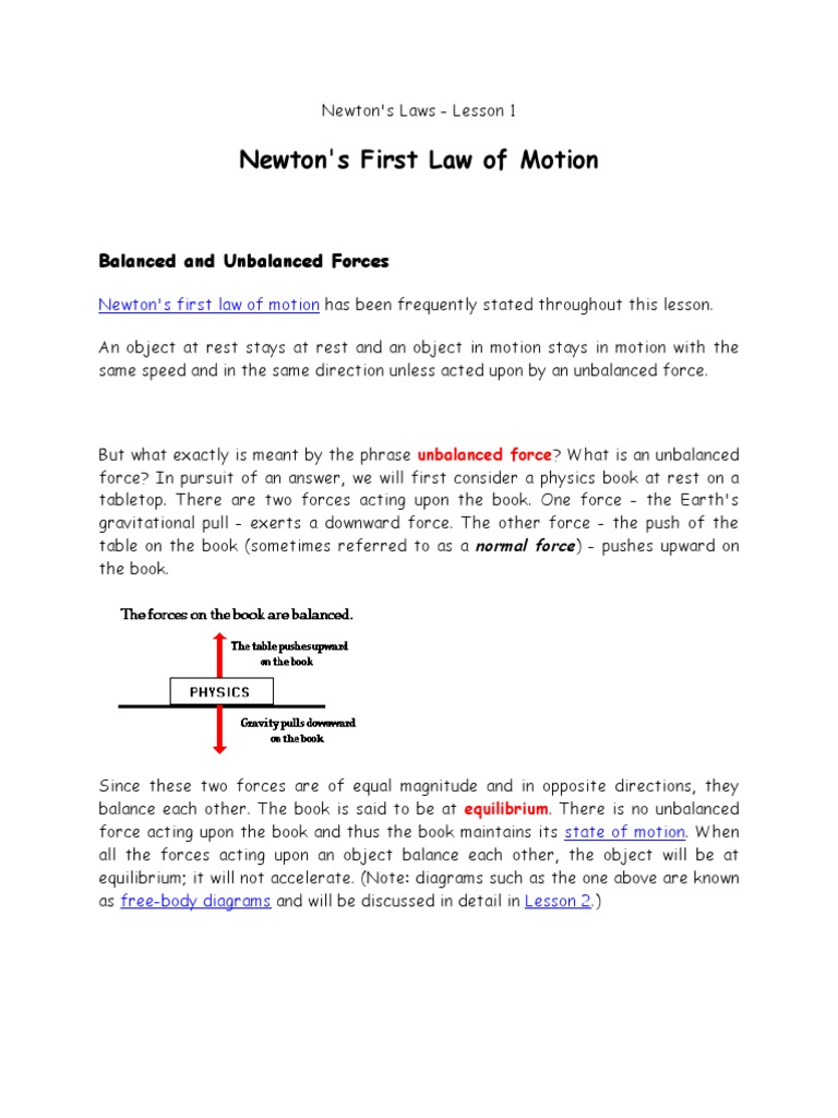 Balanced and Unbalanced Forces | PDF | Newton's Laws Of Motion | Force