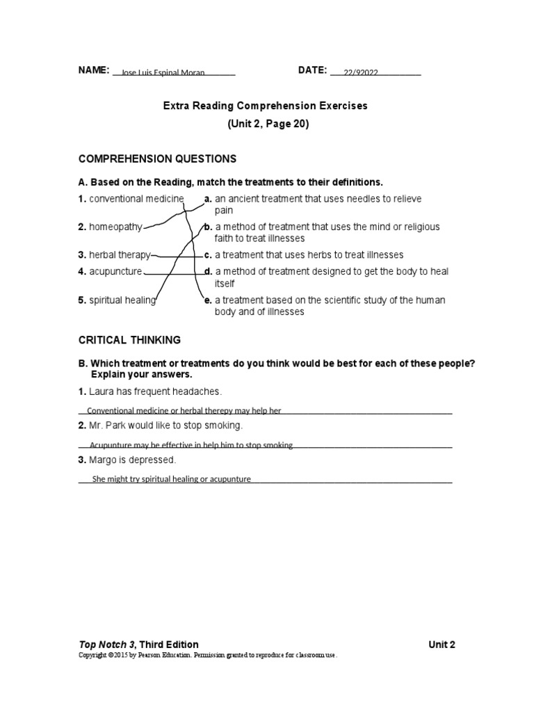 UNIT 2 Reading Comprehension. | PDF