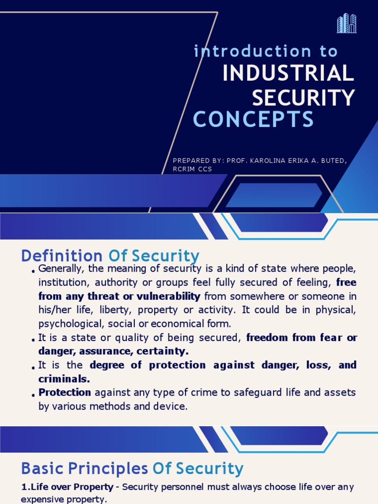 Introduction To Industrial Security Concepts by Prof. Karolina Erika ...