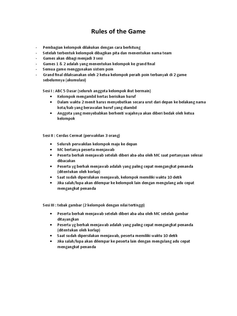 Rules of The Game | PDF