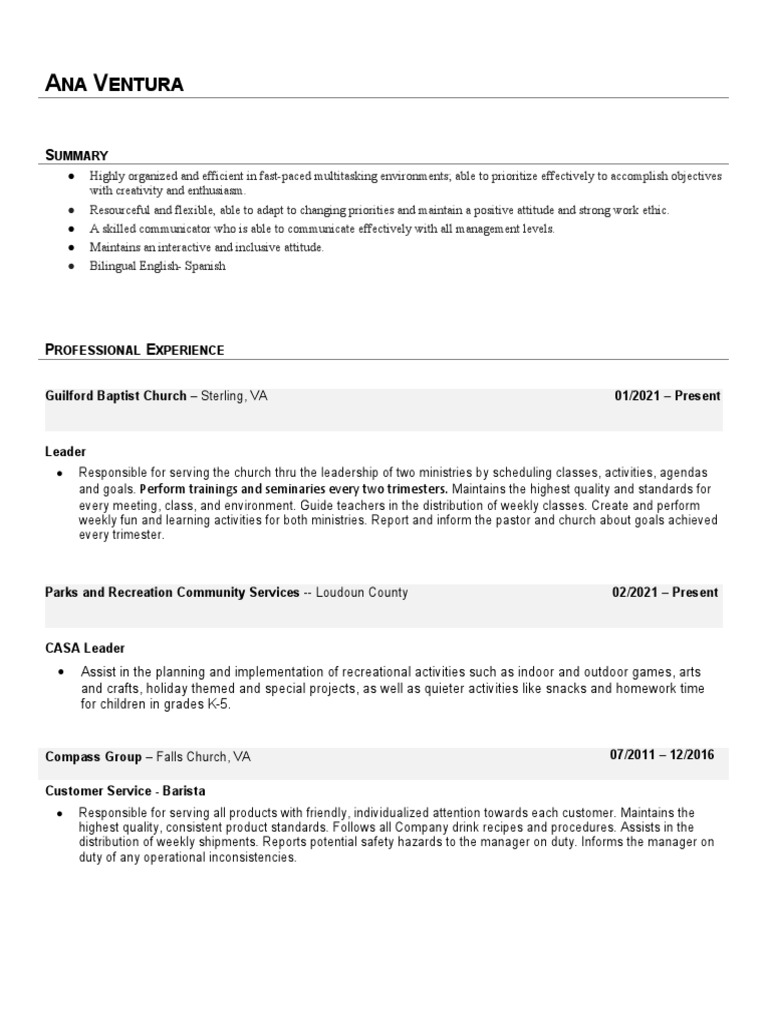 Ana V. Resume 2021 | PDF | Cheque | Payments