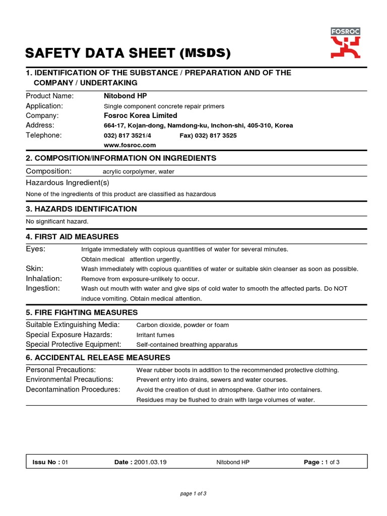 Nitobond HP Eng | PDF | Personal Protective Equipment | Water