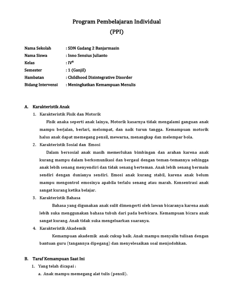 Program Pembelajaran Individual INNO | PDF