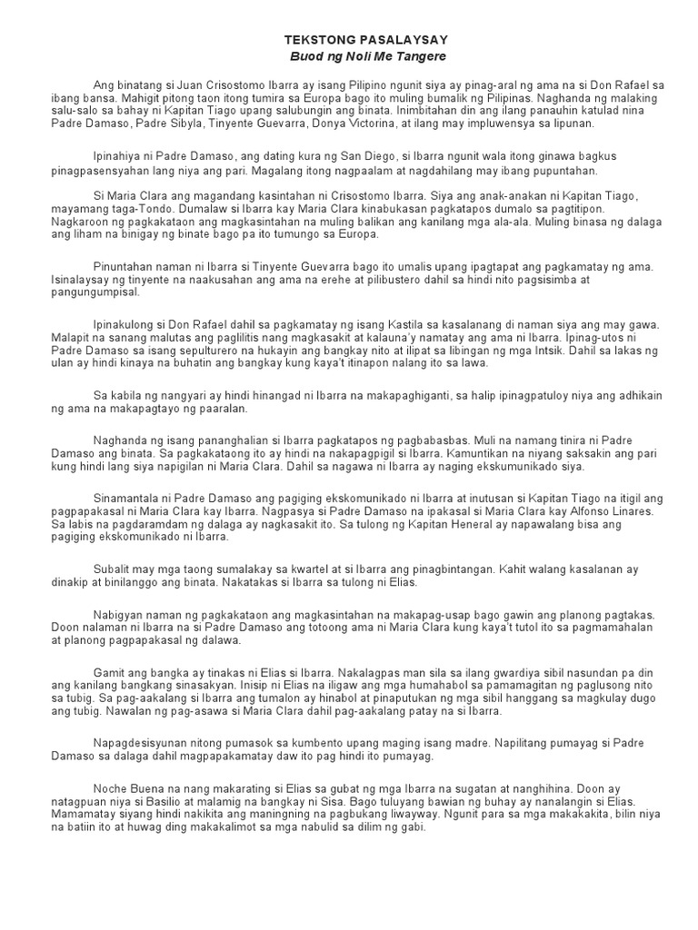 Tekstong Pasalaysay Buod Noli | PDF