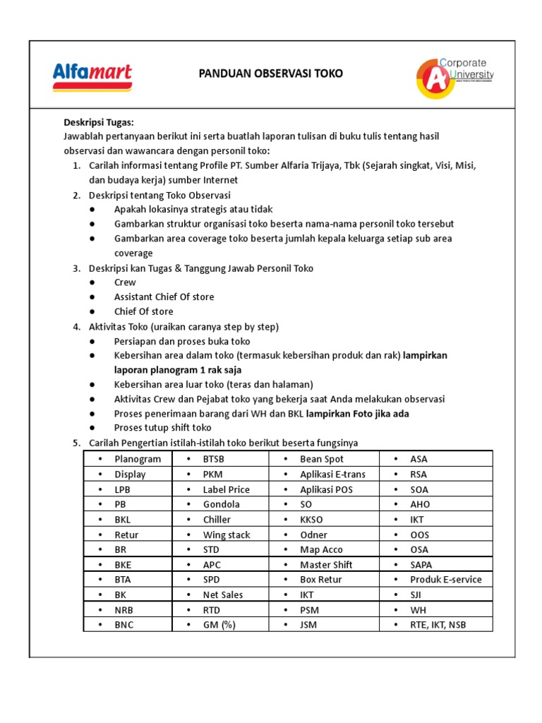 Panduan Observasi Toko | PDF
