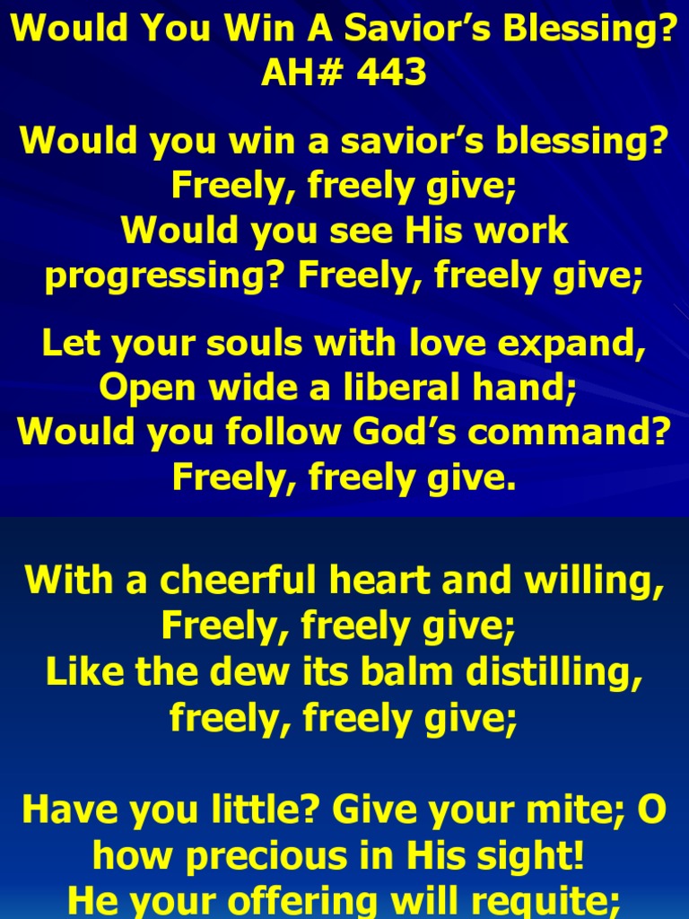 Would You Win A Saviour's Blessing | PDF