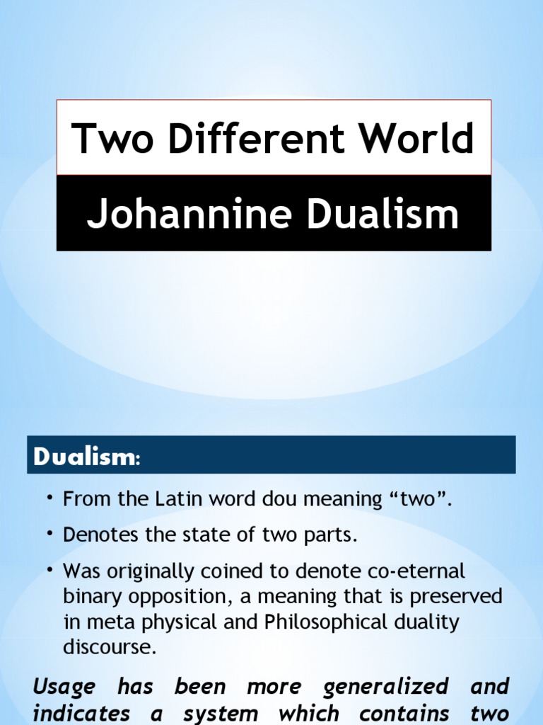 Dualism | PDF | Gospel Of John | Jesus