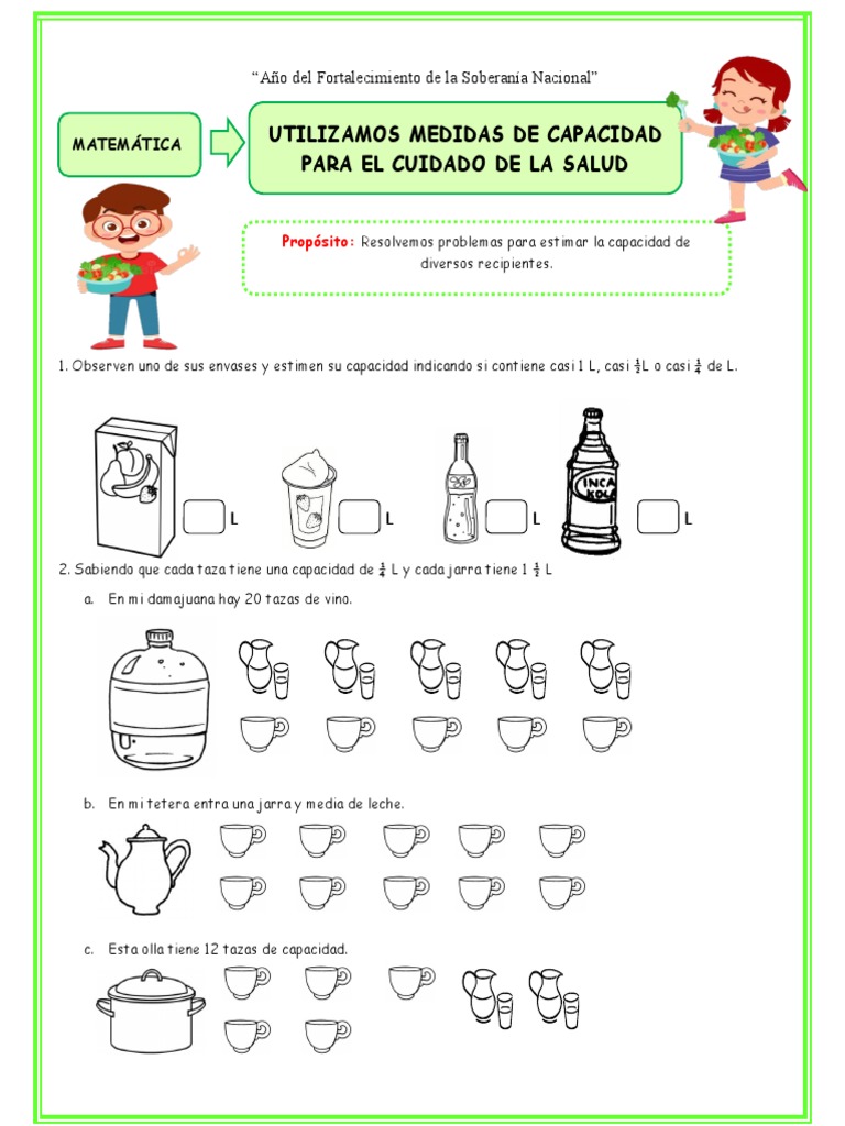 Ejercicios de Capacidad para Niños | PDF | Litro | Líquidos