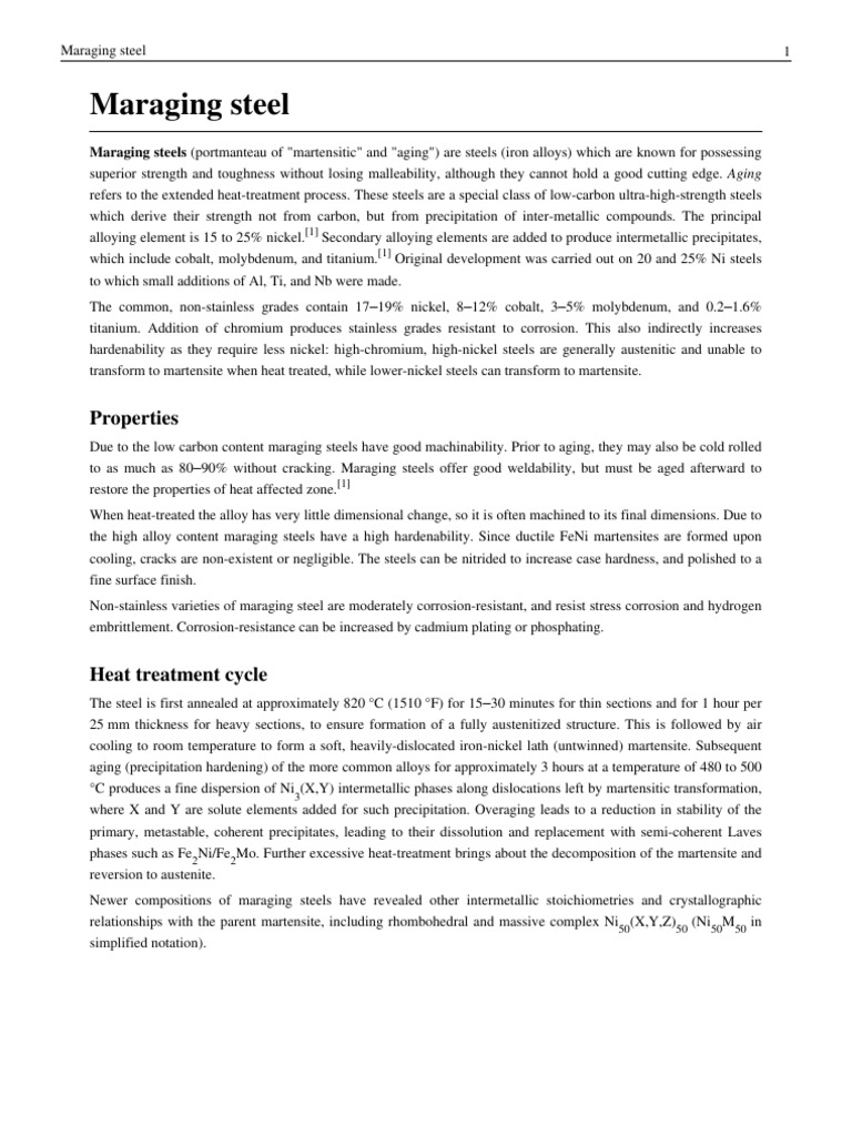 The Properties and Uses of High-Strength Maraging Steel | PDF ...