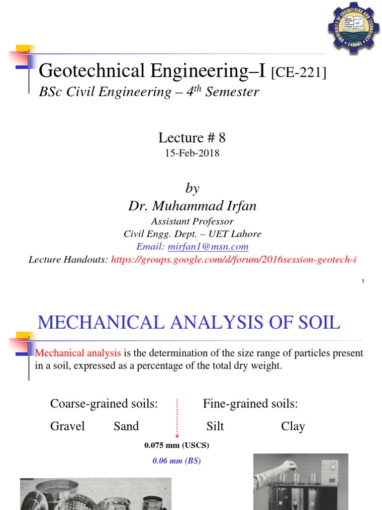 Lec #8 (Hydrometer Analysis) | PDF | Density | Viscosity