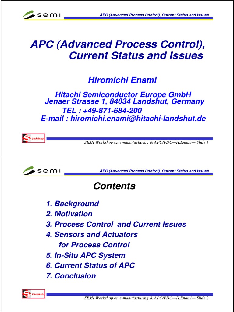 Sematech APC | PDF | Process Control | Sensor