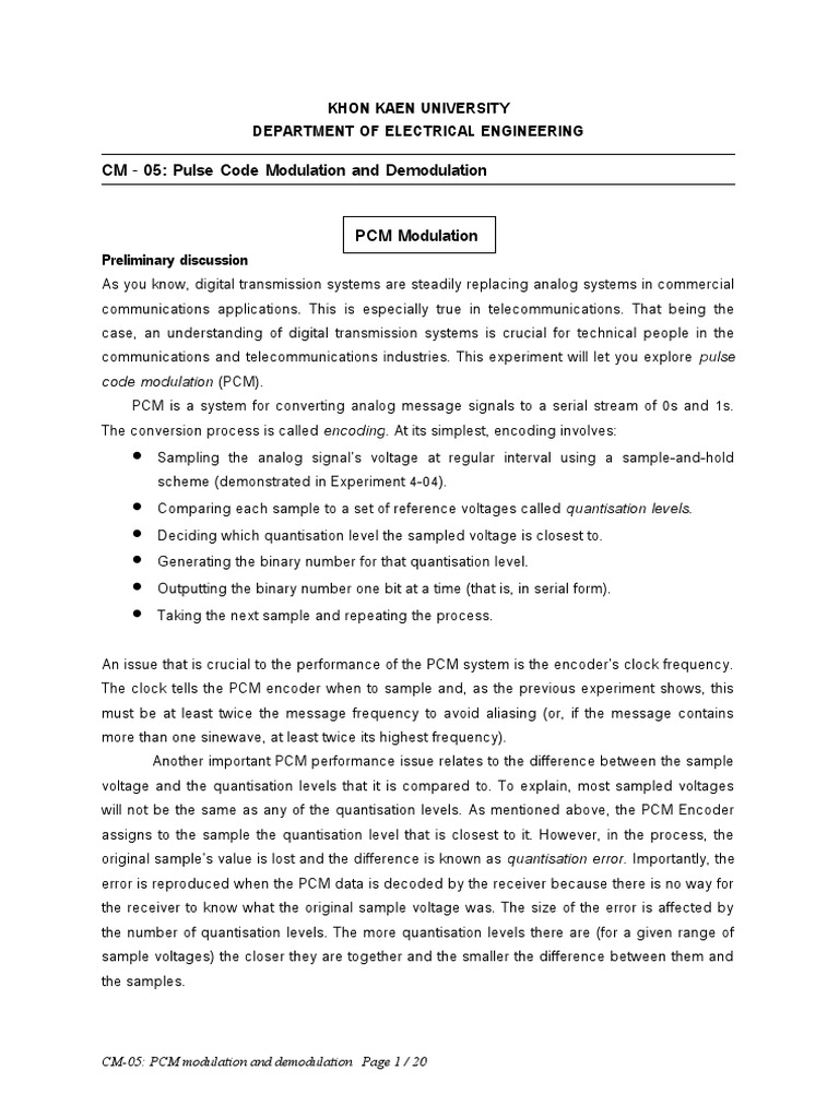 PCM Modulation and Demodulation Guide | PDF