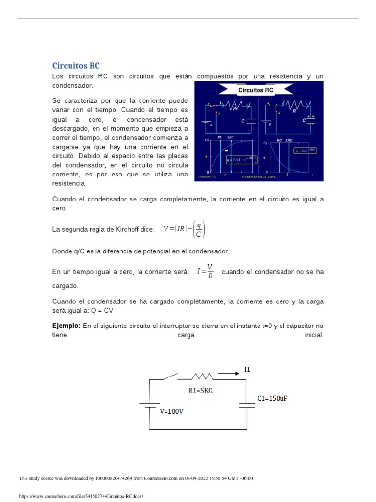 Circuitos RC | PDF | Condensador | Impedancia eléctrica