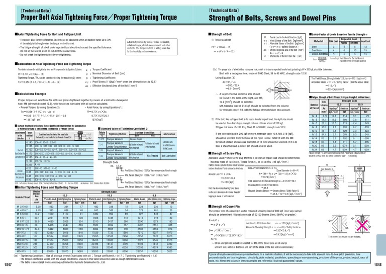 Proper Bolt Axial Tightening Force | PDF | Screw | Strength Of Materials