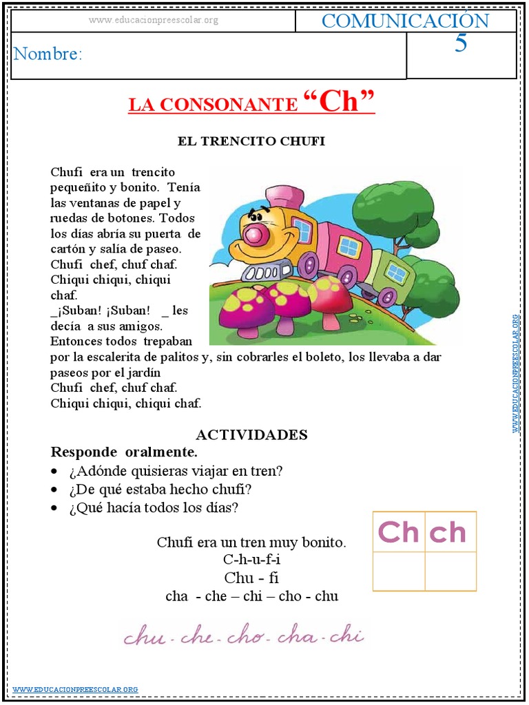 Consonante CH para Niños de 5 Años | PDF