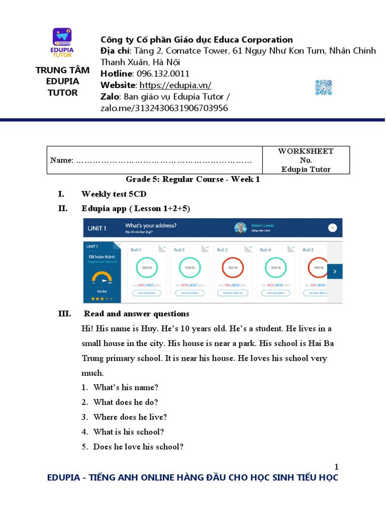 RC 5C W1 Worksheet | PDF