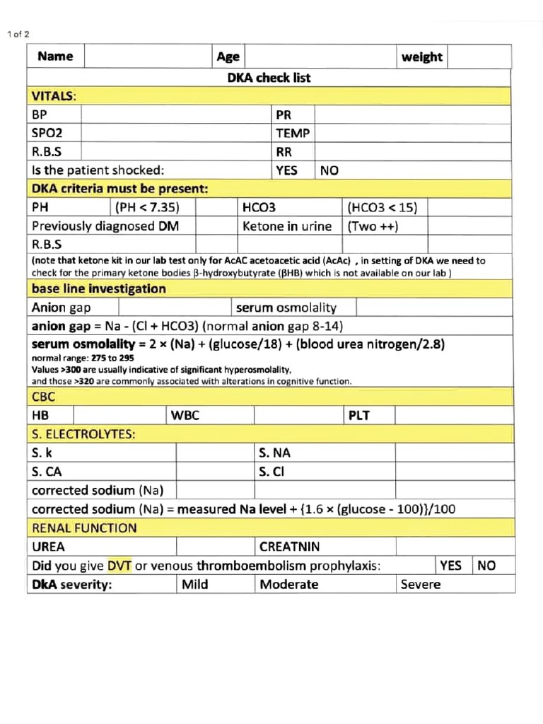 Dka Chart | PDF | Diseases And Disorders | Causes Of Death